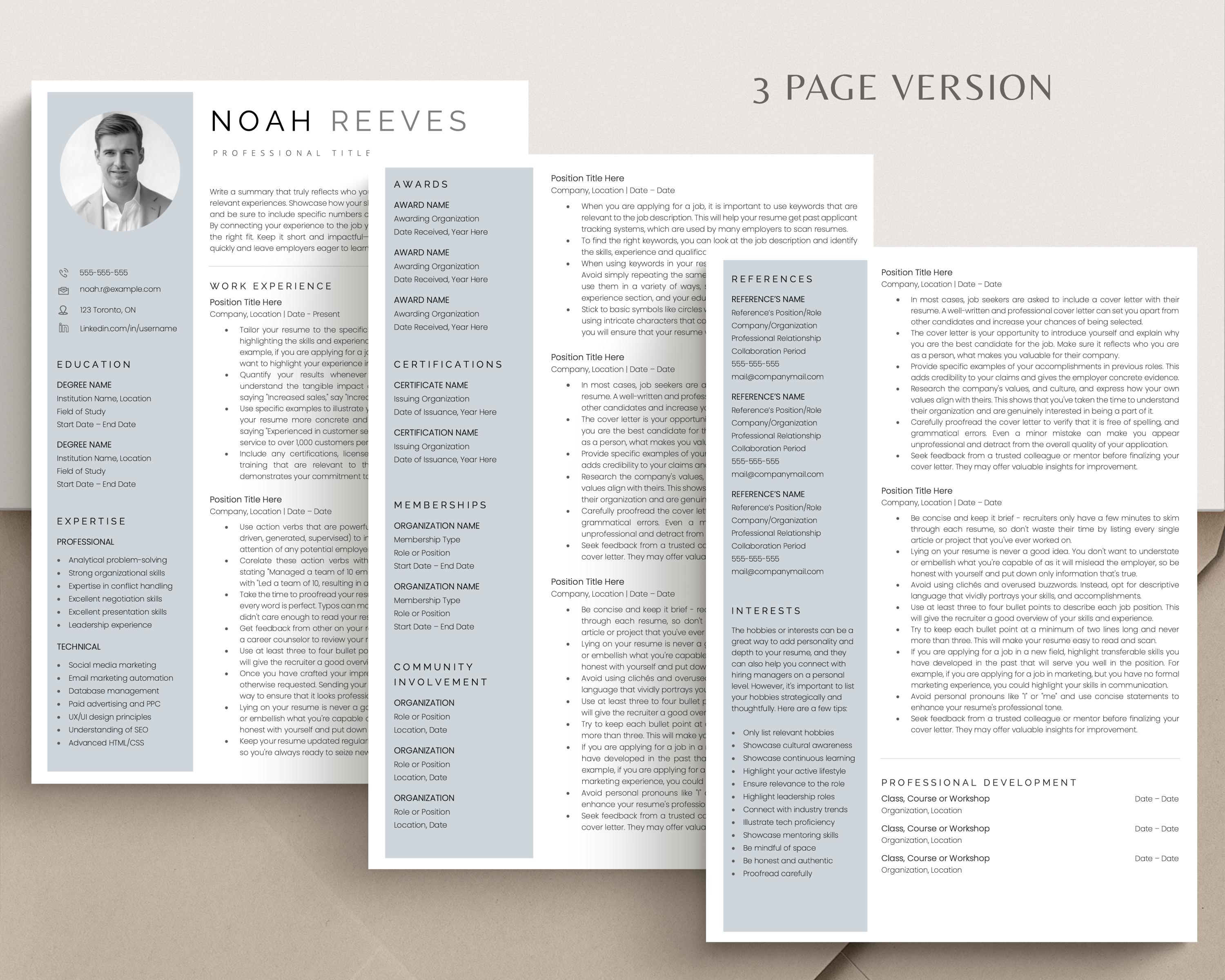 Creative Resume Template With Photo, Modern Professional CV Template ...