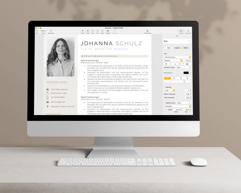 Bewerbungsvorlagen Lebenslauf Vorlage Word Google Docs Mac - Etsy