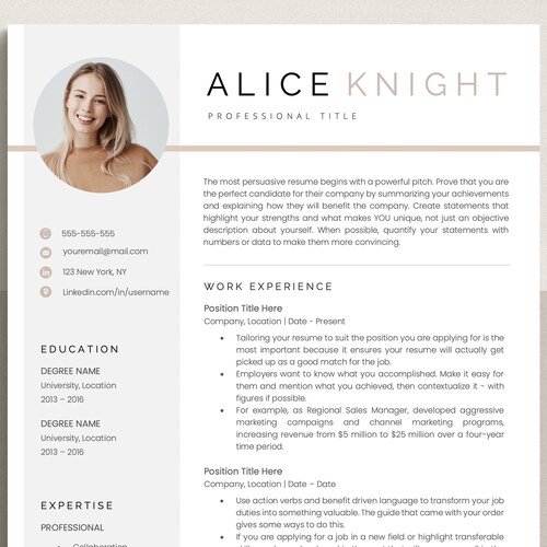 Creative & Modern Resume / CV Template for Word AND Pages - Etsy