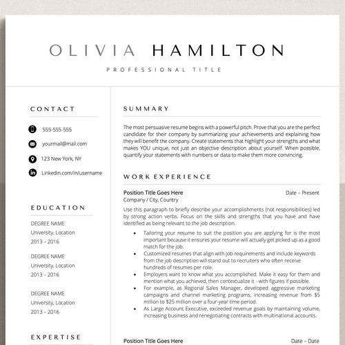 Clean Modern Resume Template 4 Page CV Template Cover - Etsy Australia