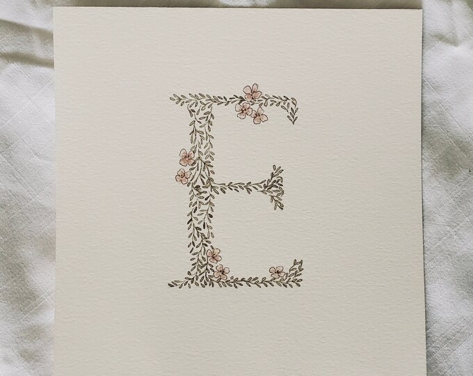 Personalized Letter Floral Watercolor Painting - Etsy