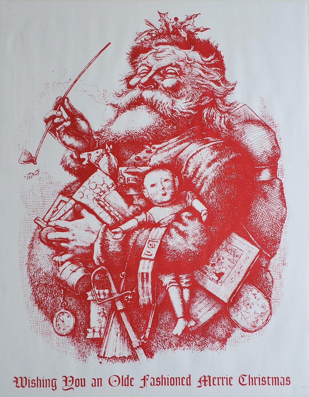 Authentic Vintage Print of Thomas Nast's "merry Old Santa Claus ...