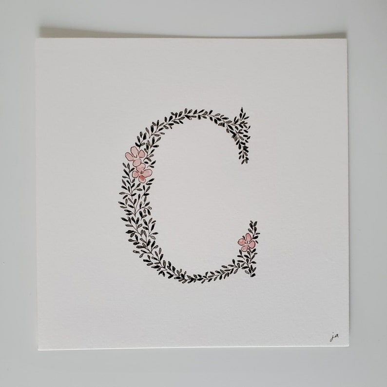 Personalized Letter Floral Watercolor Painting - Etsy