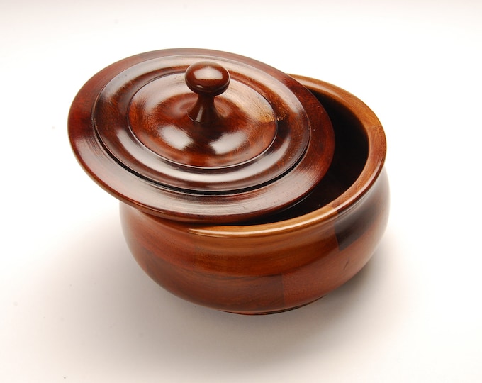 Hand Turned Elm Canister With Lid, 5.25" X 3.25" Wooden Bowl Handmade ...