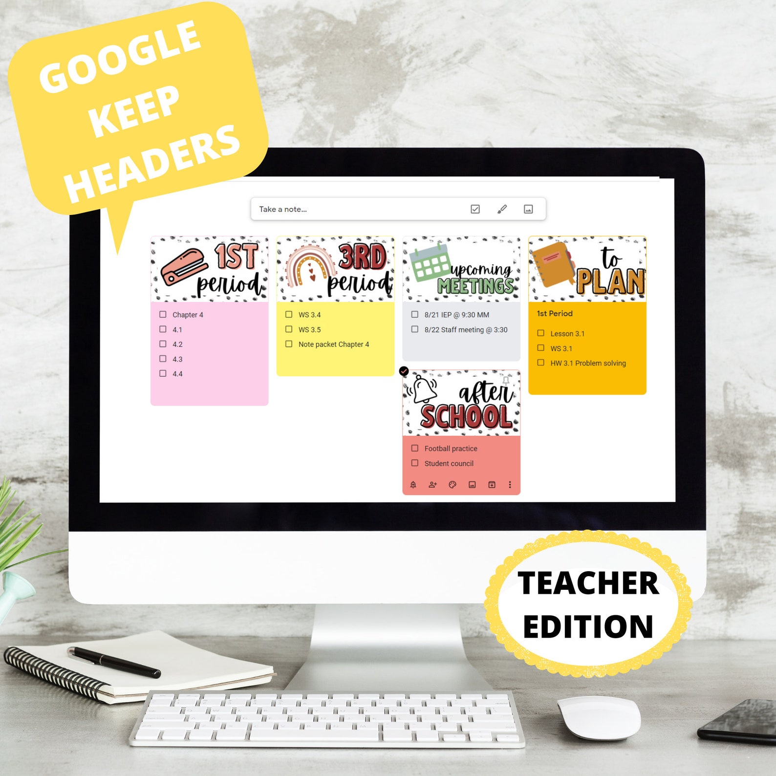 Google Keep 25 Teacher Headings Digital Download Neutral - Etsy