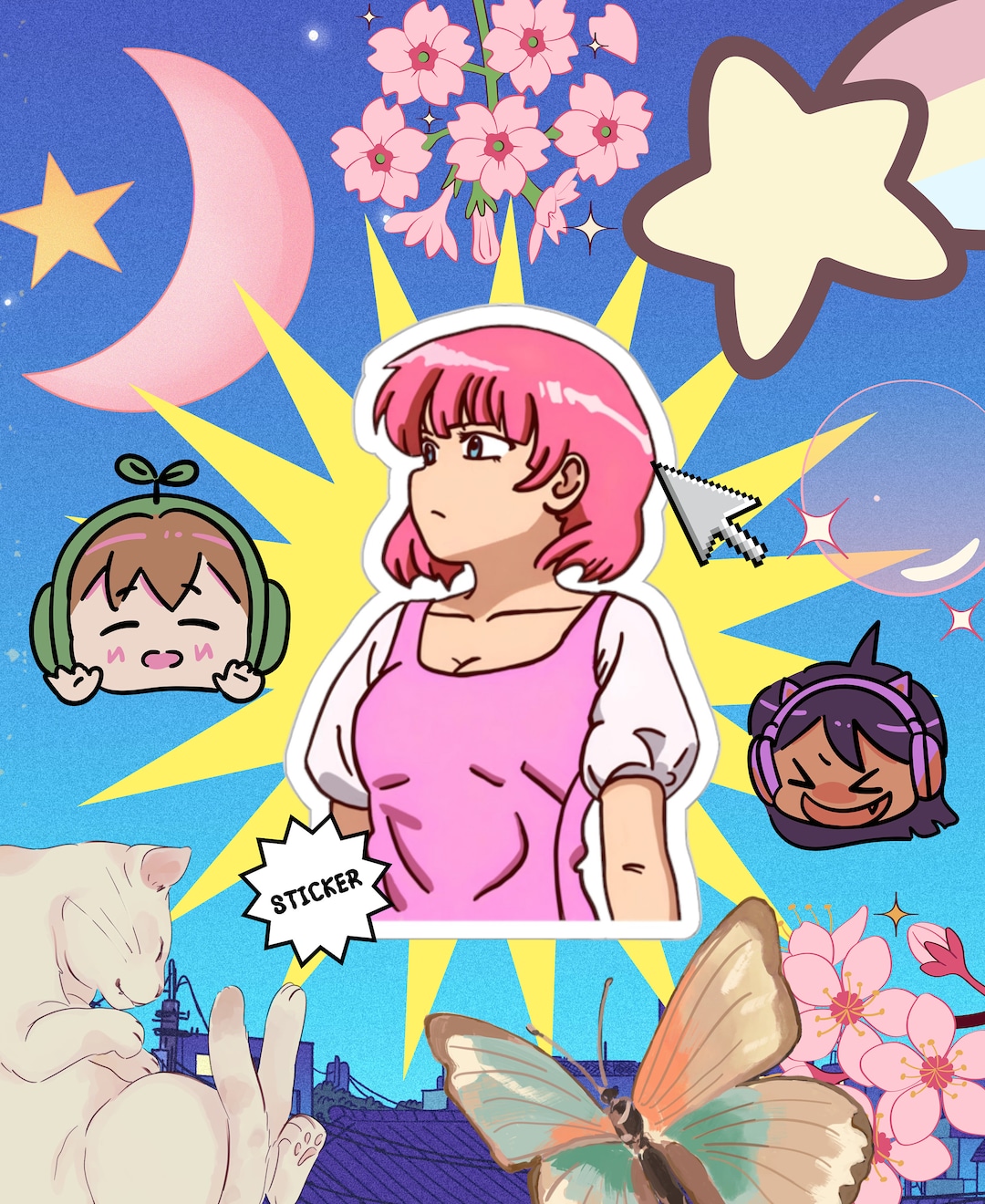 Anime Girl Sticker, Cute Anime Girl, Hot Anime Girl, Waifu Anime Girl ...