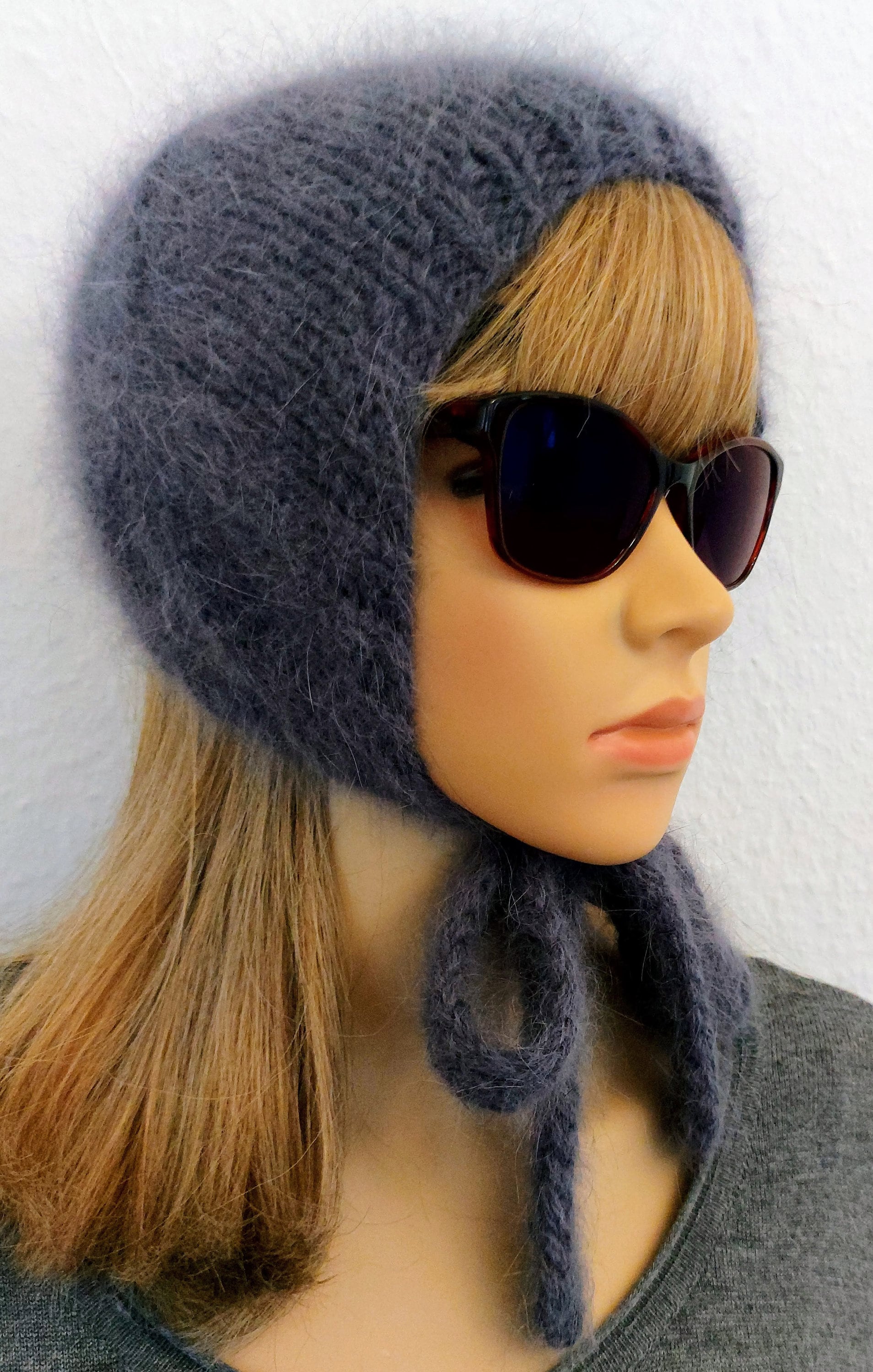 Aviator Bonnet, Knitted Women's Bonnet, Knitted Hood With Ties, Frauen ...