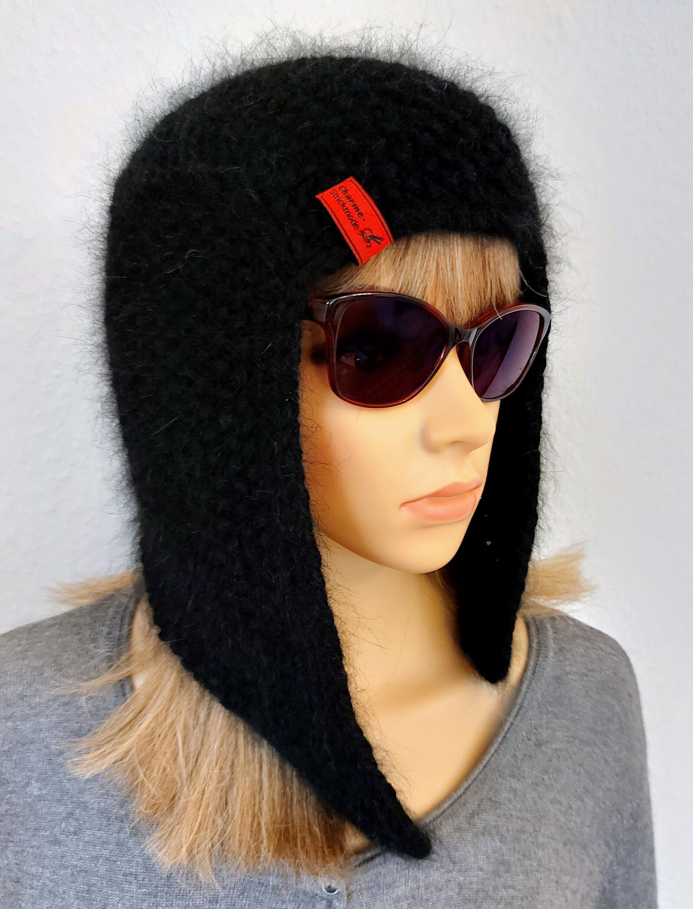 Aviator Bonnet, Hand Knitted Hood, Beanie Hats, Hand Knitted Wool Hat ...