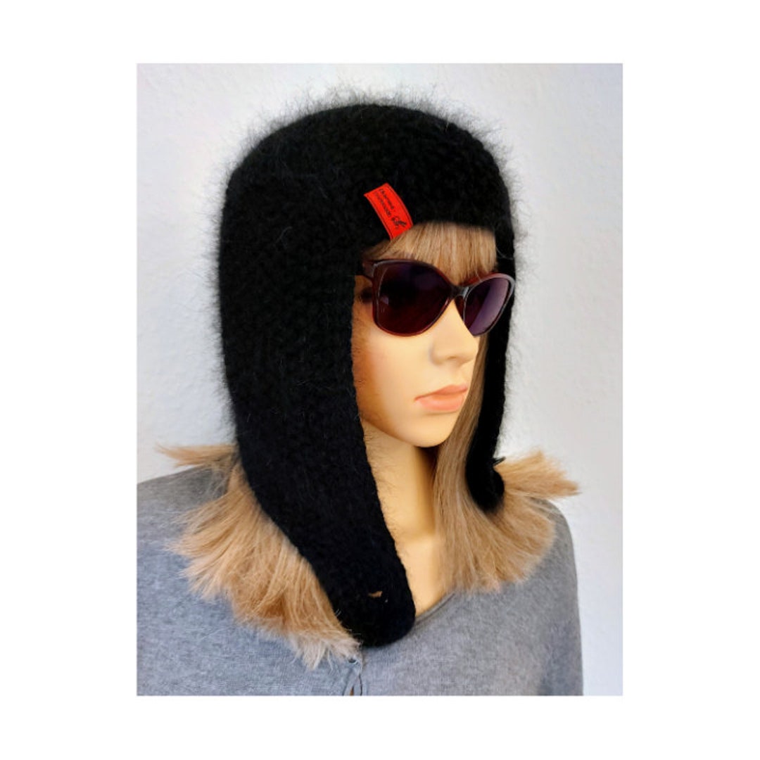 Aviator Bonnet, Hand Knitted Hood, Beanie Hats, Hand Knitted Wool Hat ...