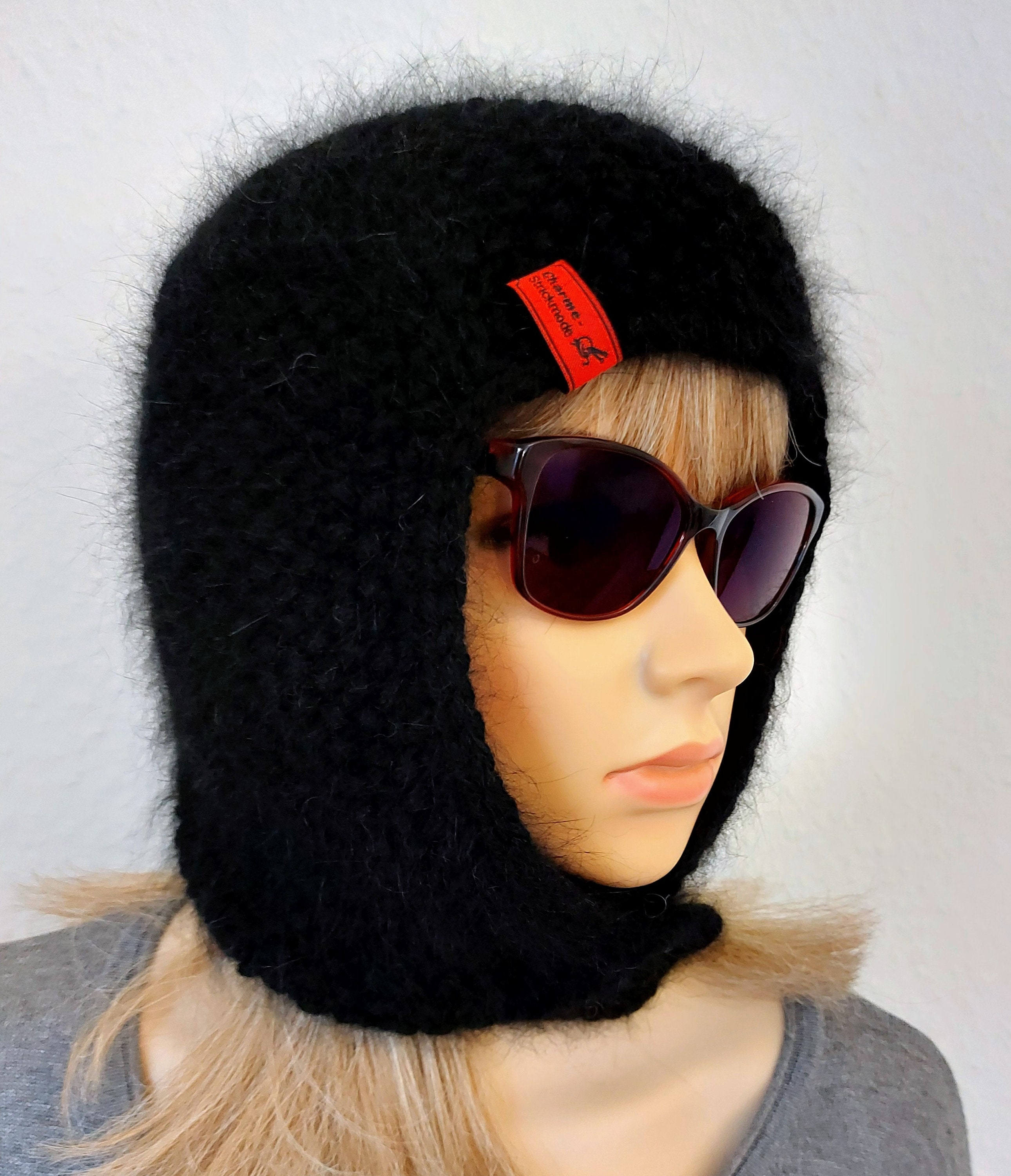 Aviator Bonnet, Hand Knitted Hood, Beanie Hats, Hand Knitted Wool Hat ...