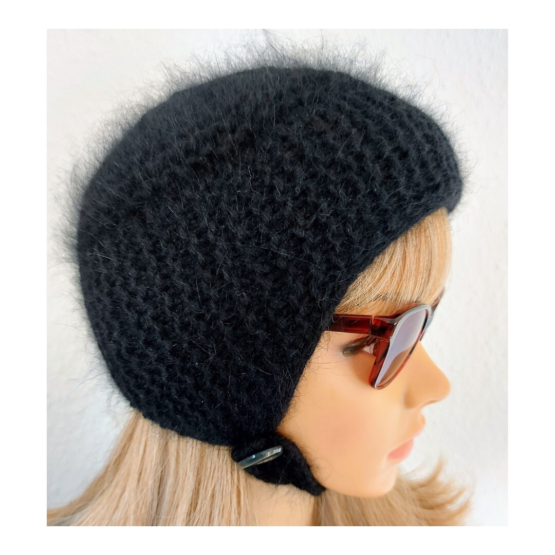 Hand Knitted Angora Hats, Hand Knitted Aviator Bonnets, Beanie Hats ...