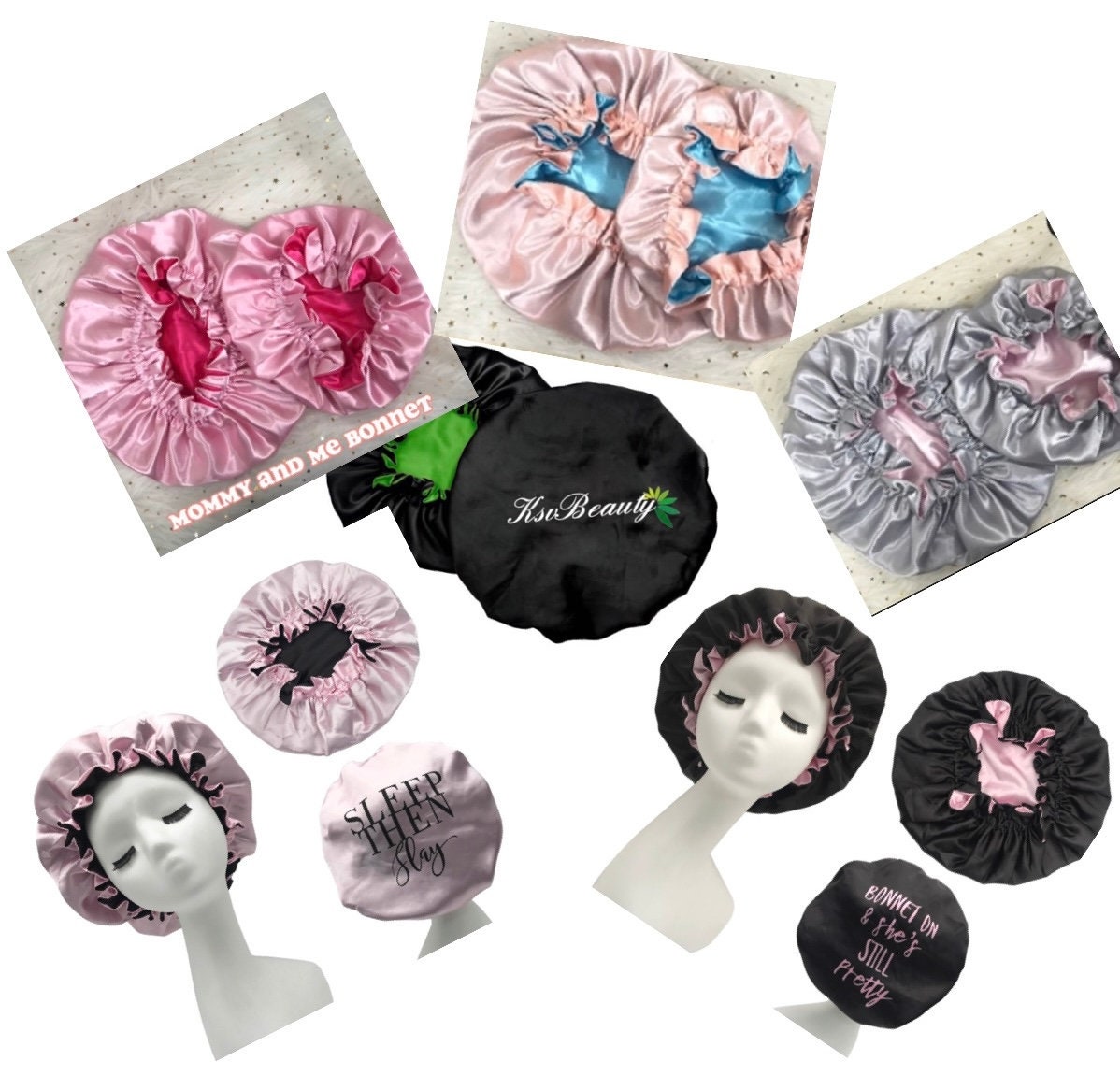 Adult Silky Satin Bonnet, Reversible Satin Bonnet for Sleep, Silk Satin ...