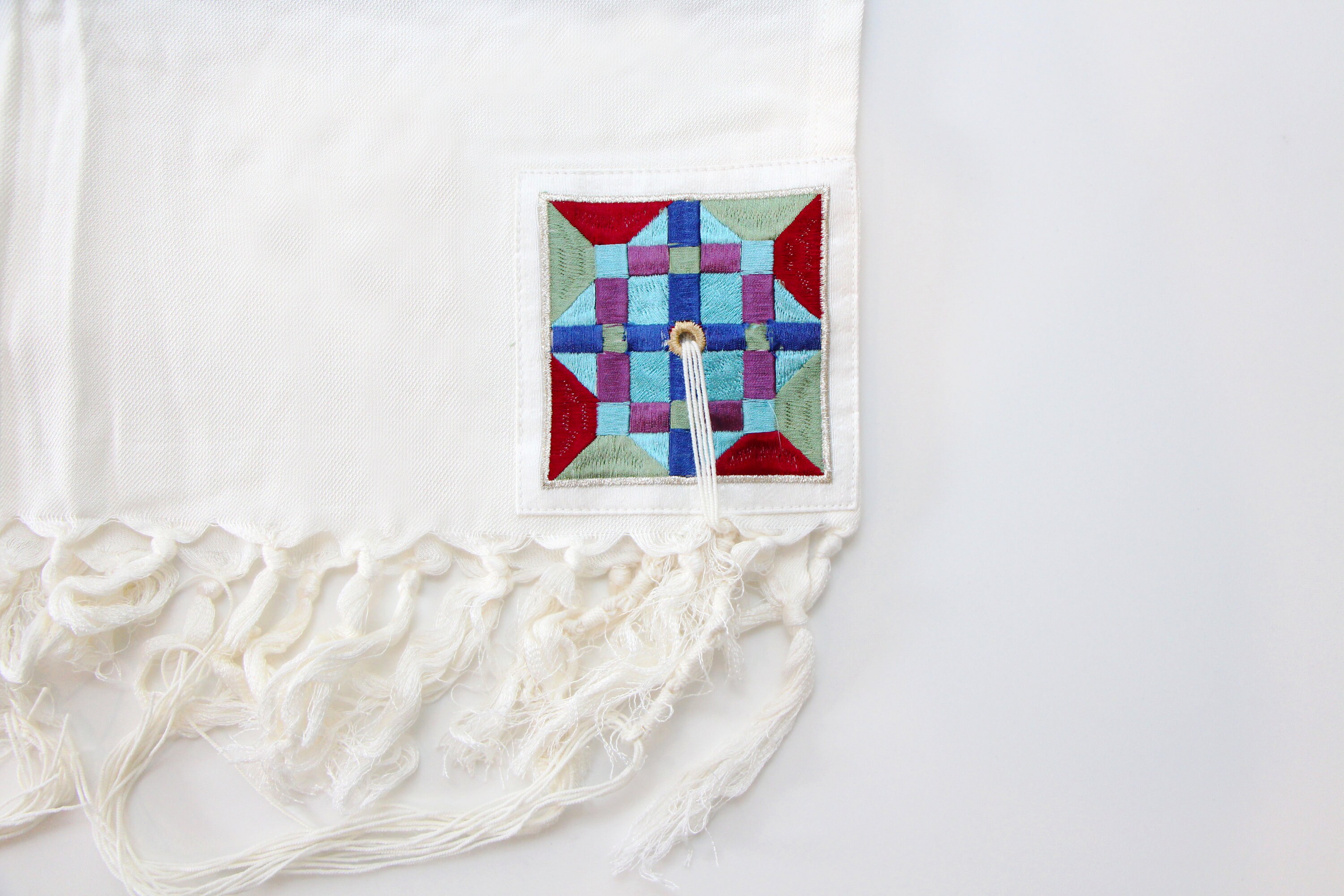 Tallit Set Full Embroidery Squares Multicolor Tallit - Etsy