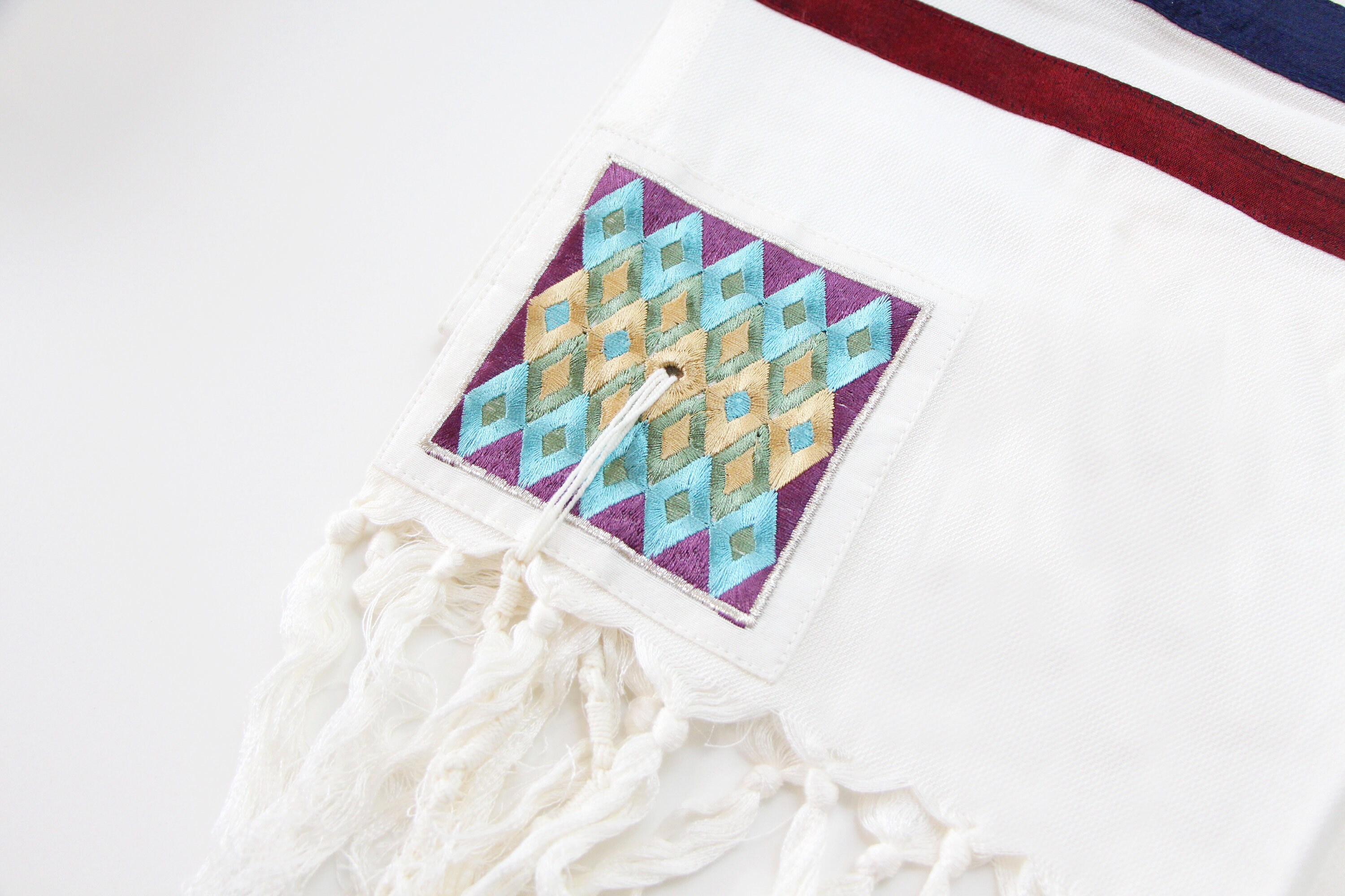 Tallit Set Full Embroidery Squares Multicolor Tallit - Etsy