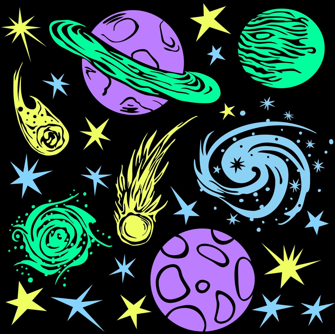SVG Sparkly Space Design | Planets, Stars and Galaxies for Cricut ...
