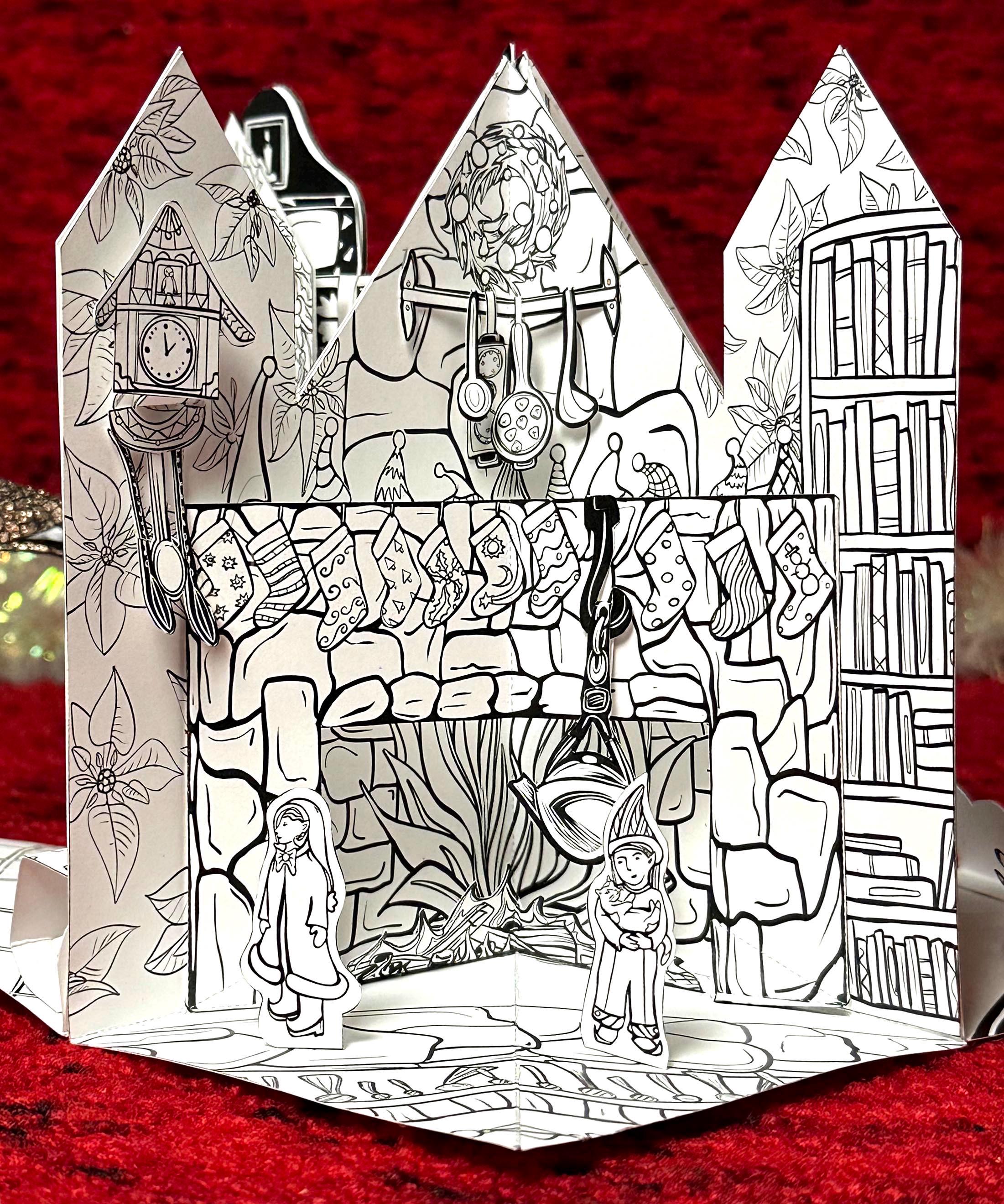 Elf Paper Doll House Printable, Cut & Color Pop-up Book, Christmas ...