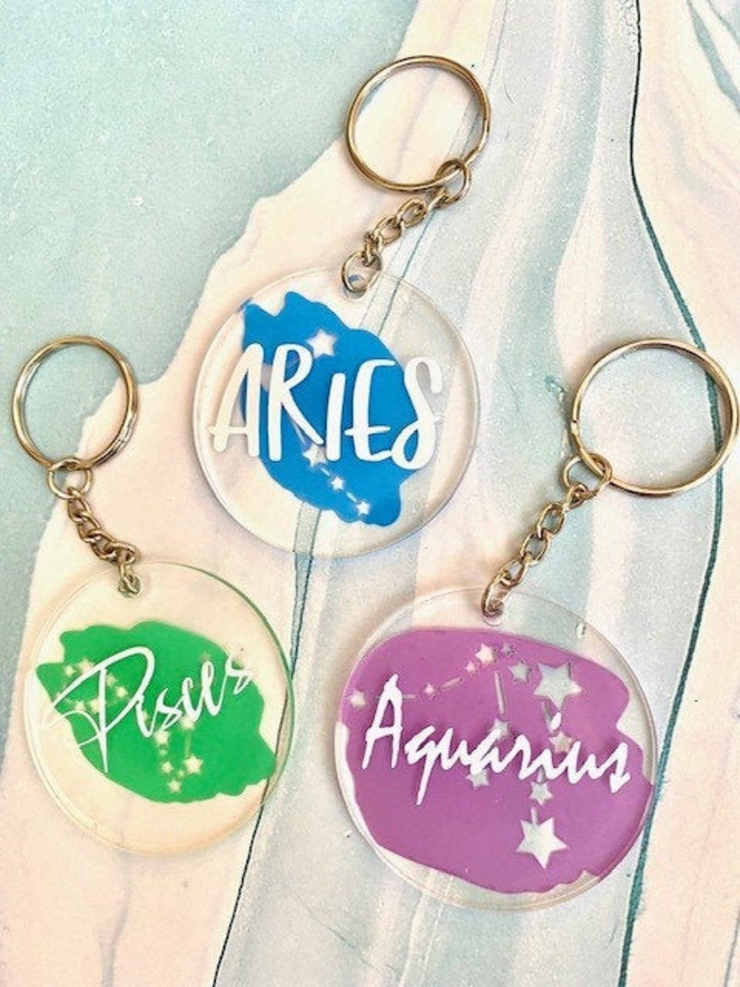 Zodiac Astrology Constellations Keychains With Font & Colour Choice - Etsy