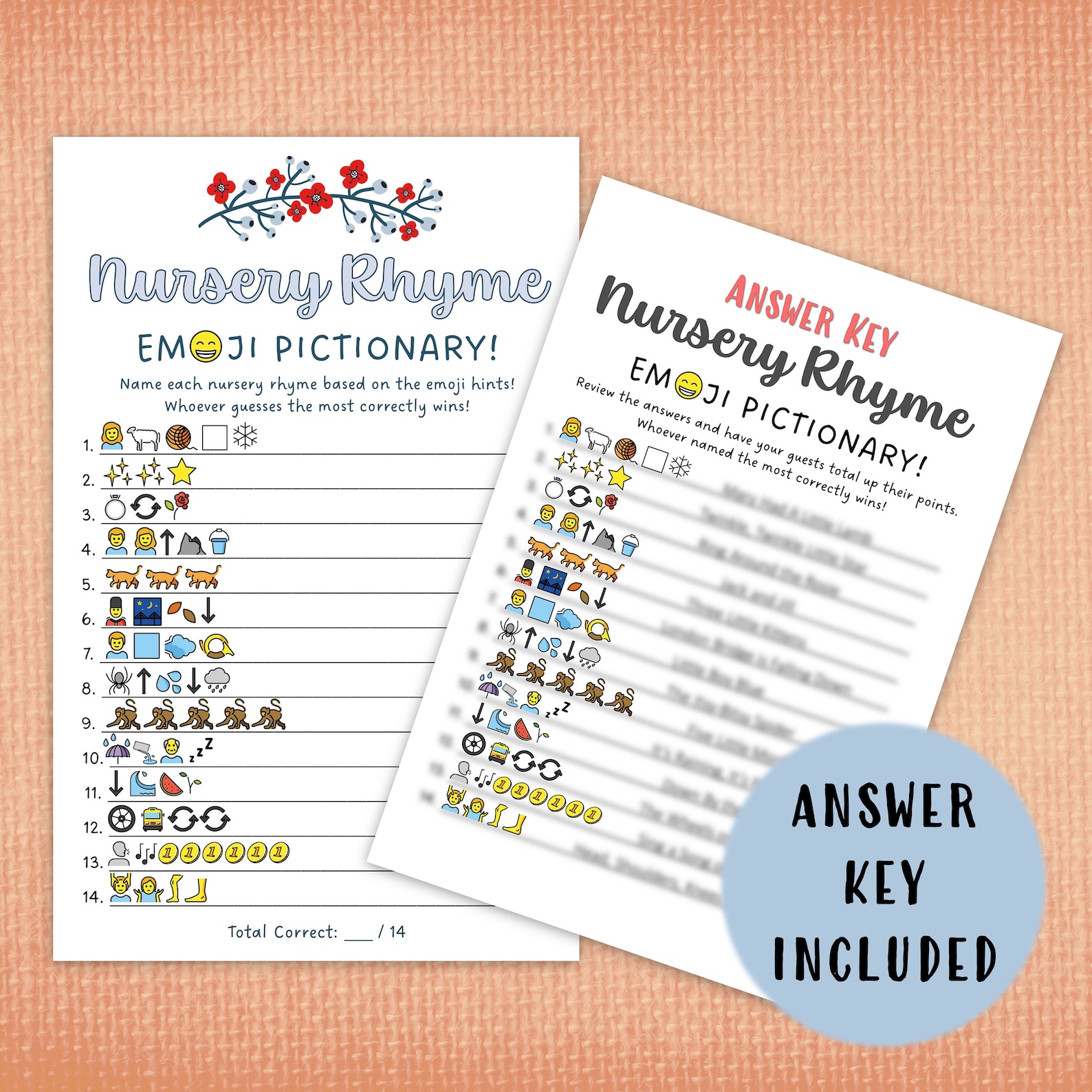 Nursery Rhyme "emoji Pictionary" Baby Shower Game - Etsy