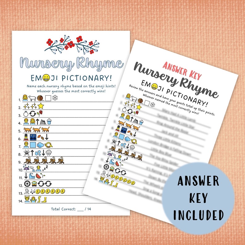 Nursery Rhyme "emoji Pictionary" Baby Shower Game - Etsy