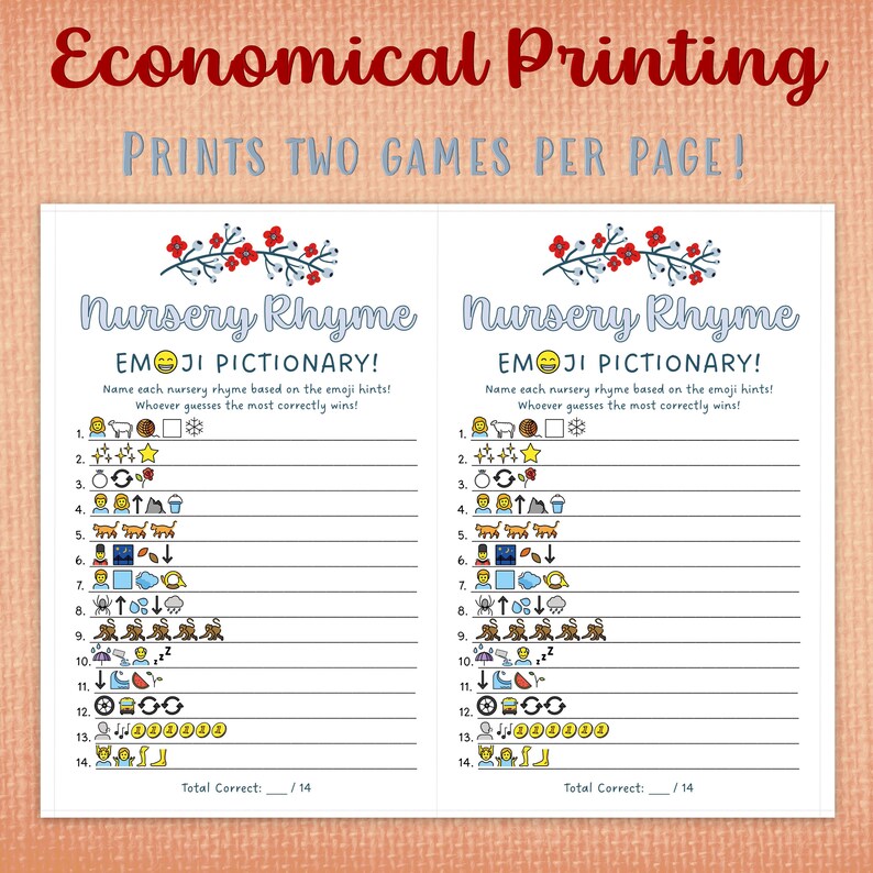 Nursery Rhyme "emoji Pictionary" Baby Shower Game - Etsy
