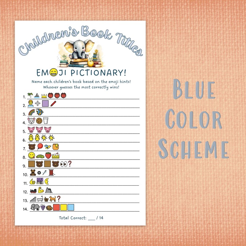 Children's Book Emoji Pictionary Baby Shower Game Digital Download - Etsy