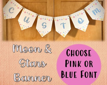 Moon and Stars Banner, Custom Banner, Baby Shower Banner, Custom Baby ...