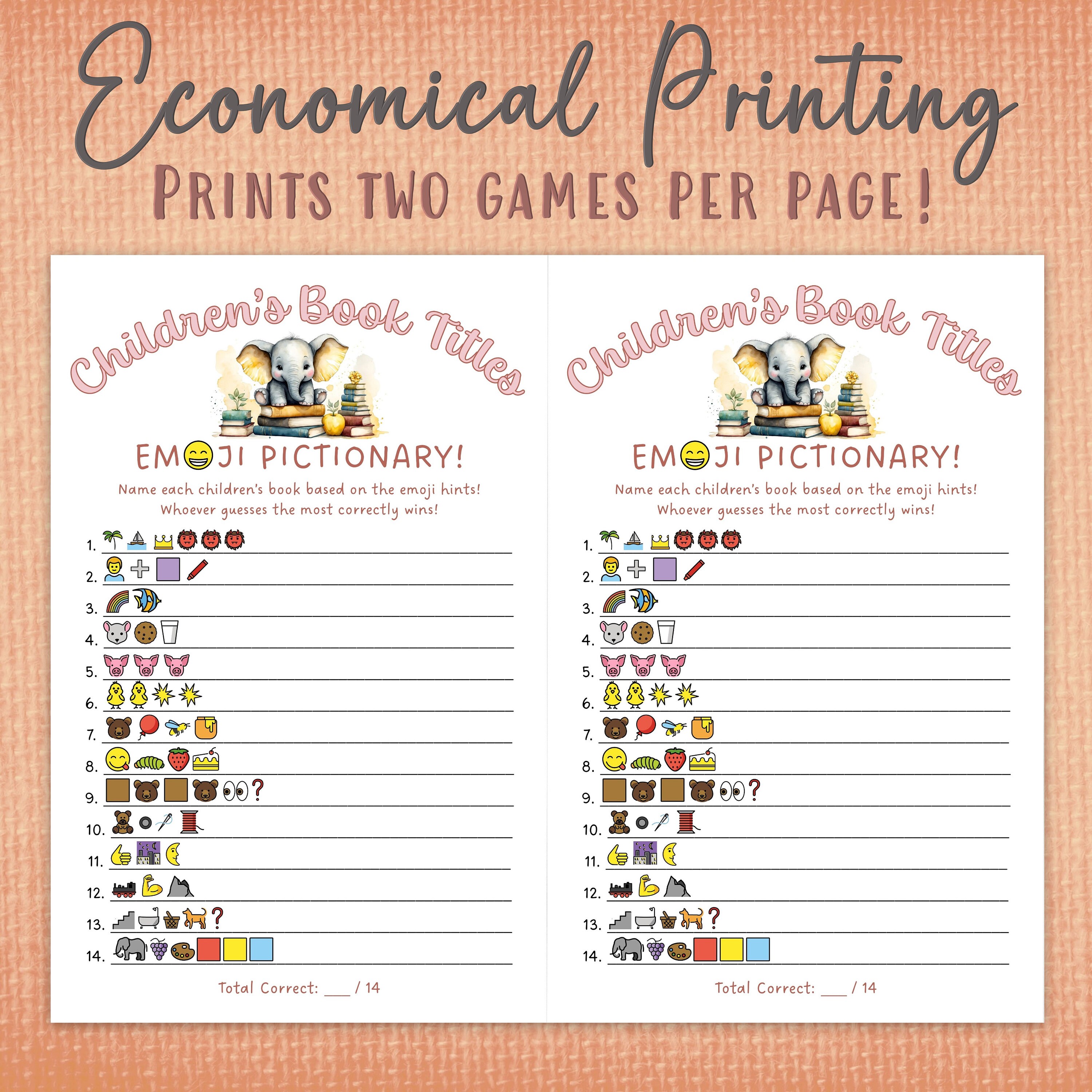 Children's Book Emoji Pictionary Baby Shower Game Digital Download - Etsy