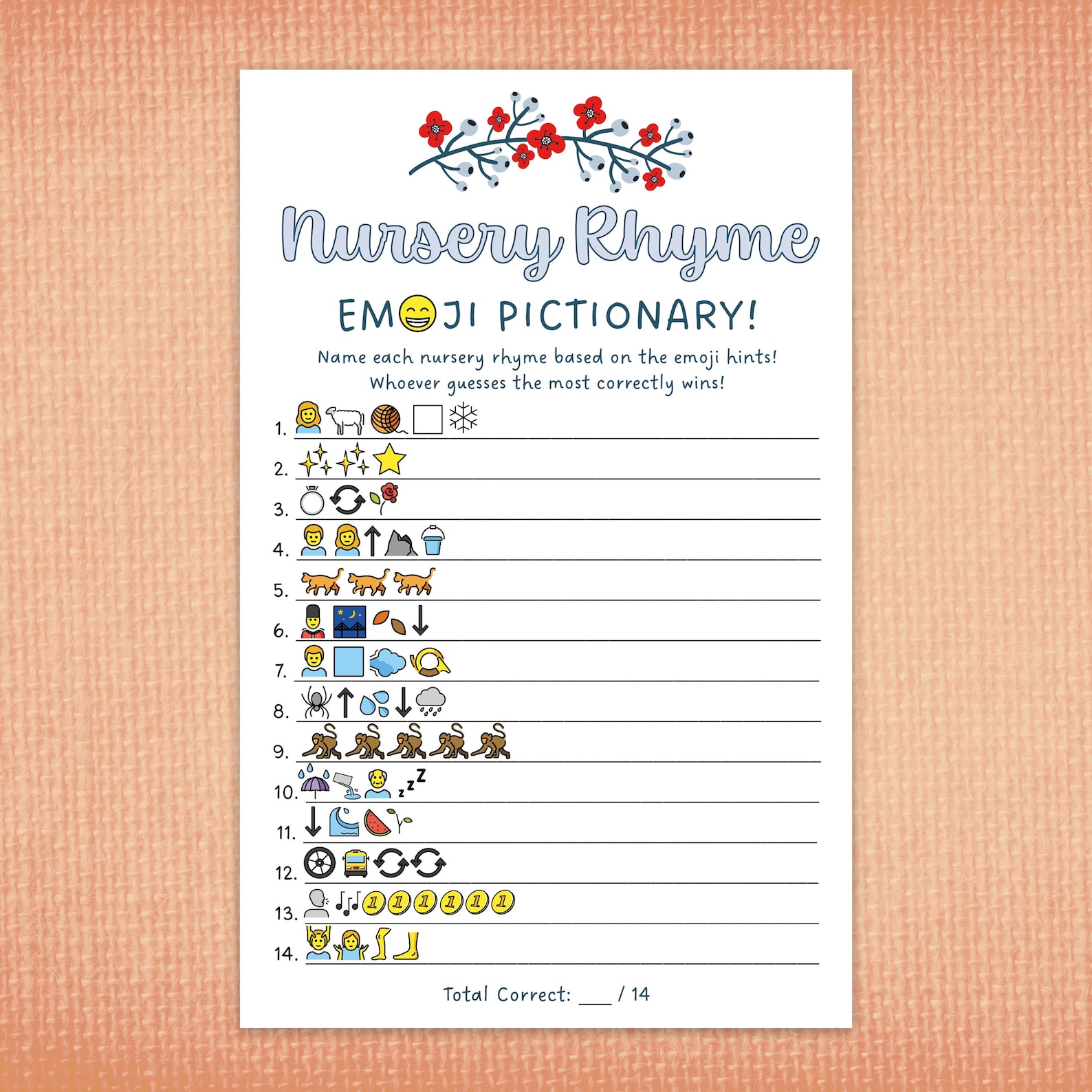 Nursery Rhyme "emoji Pictionary" Baby Shower Game - Etsy