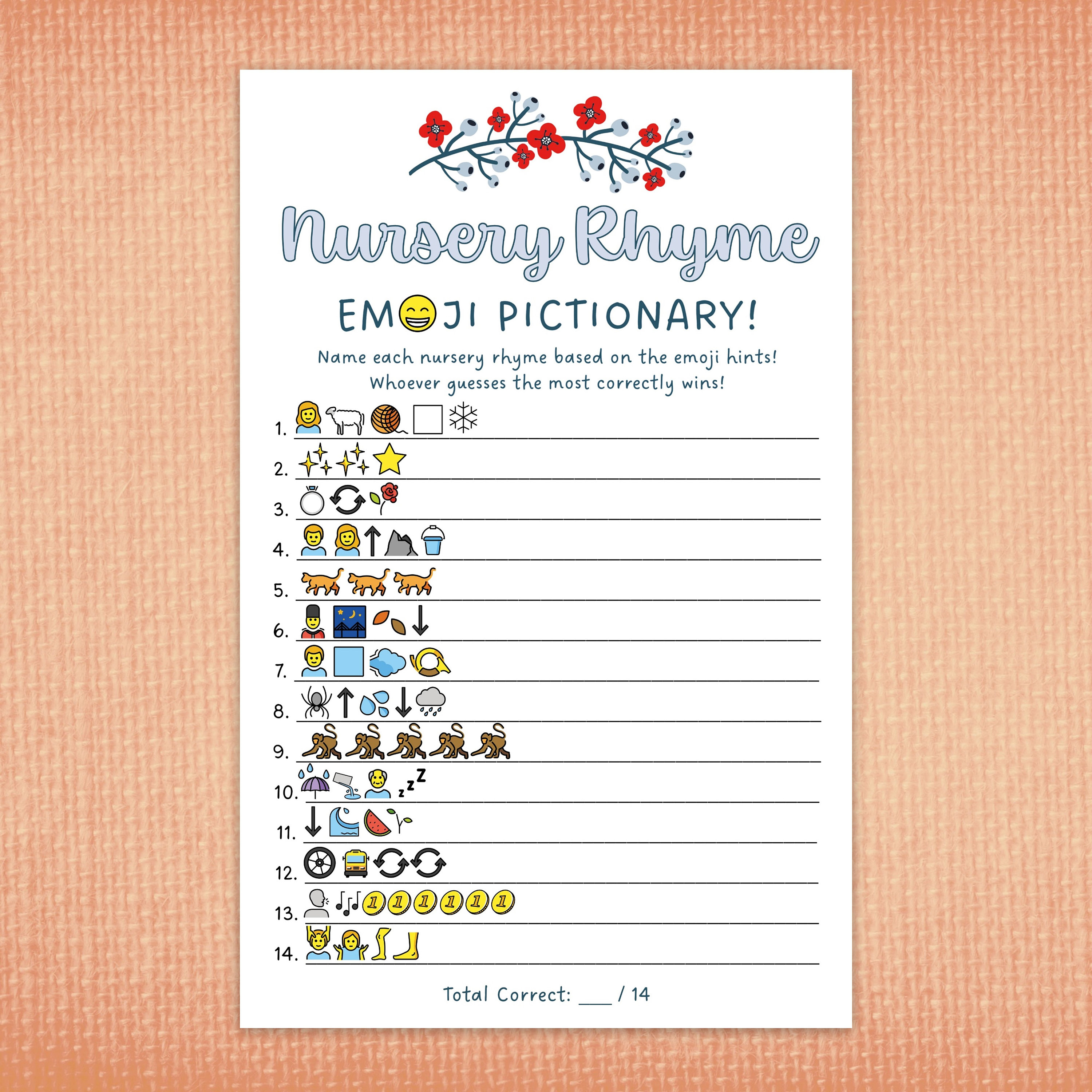 Nursery Rhyme "emoji Pictionary" Baby Shower Game - Etsy