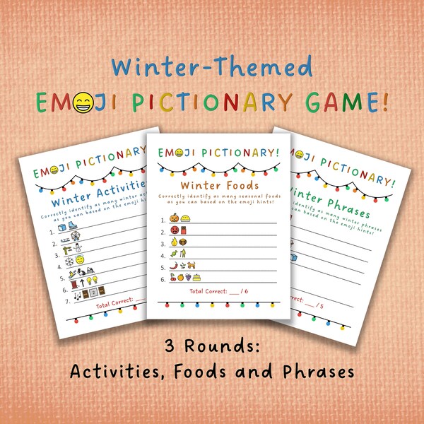 Winter Emoji Pictionary - Etsy