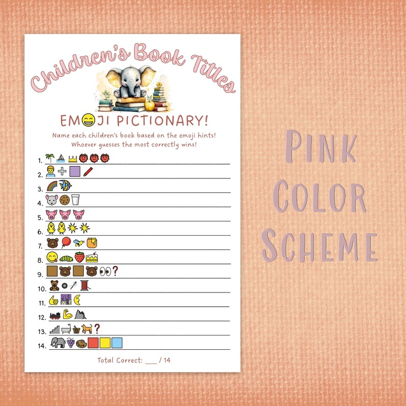 Children's Book Emoji Pictionary Baby Shower Game - Digital Download - Etsy