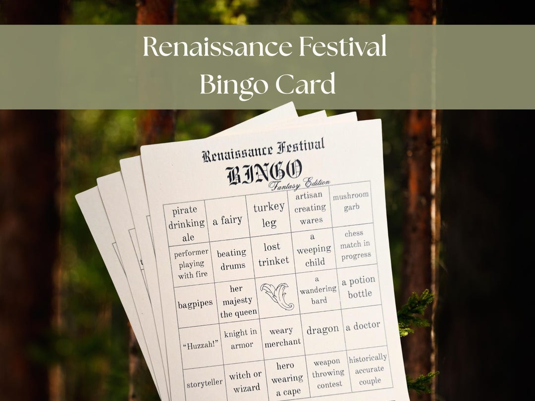 Renaissance Festival Bingo Cards PDF | Digital Download | Renfaire Game ...