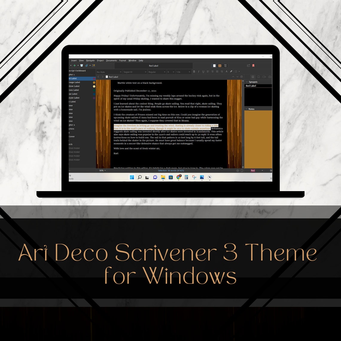 Art Deco Scrivener 3 Theme Download for Windows - 1920s Black, Gold ...