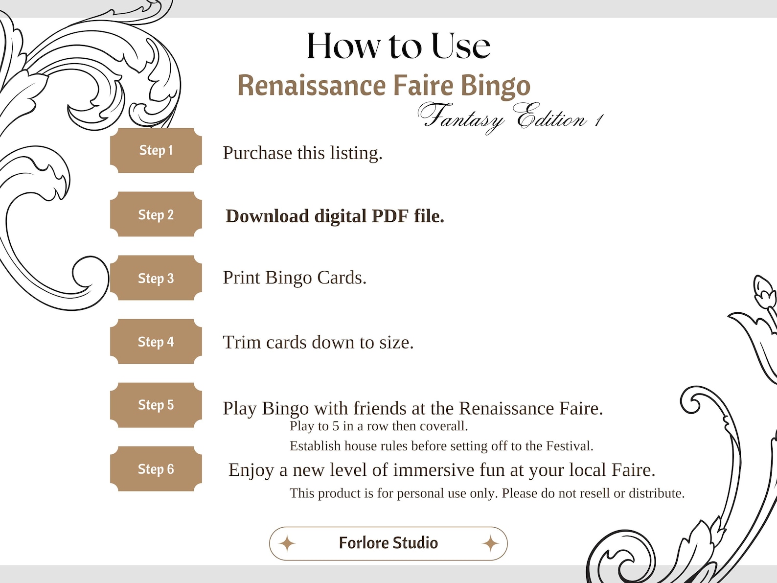 Renaissance Faire Bingo Cards PDF | Digital Download | Renfaire Game ...