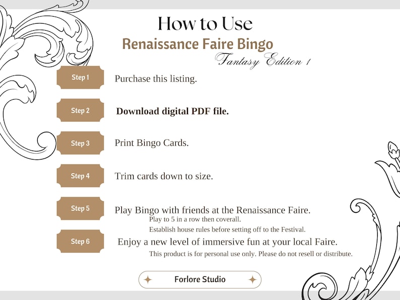 Renaissance Faire Bingo Cards PDF | Digital Download | Renfaire Game ...