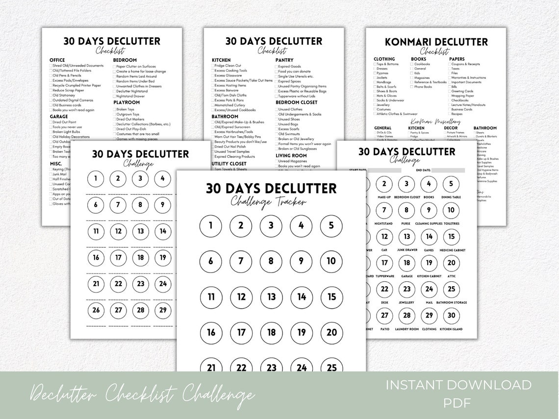 Declutter Checklist, Cleaning Checklist, Declutter Planner, Declutter ...
