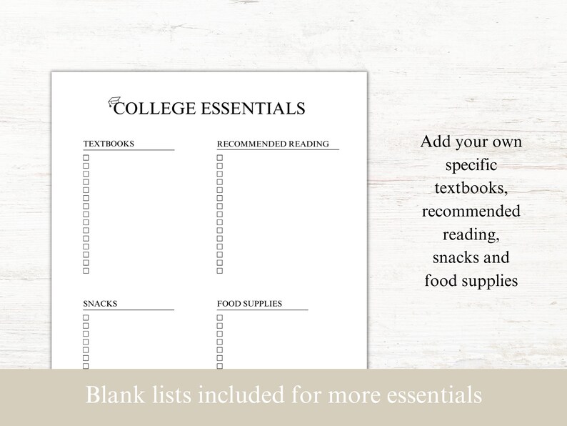College Essentials Checklist, Freshmen Move-in Prep, Printable Dorm ...