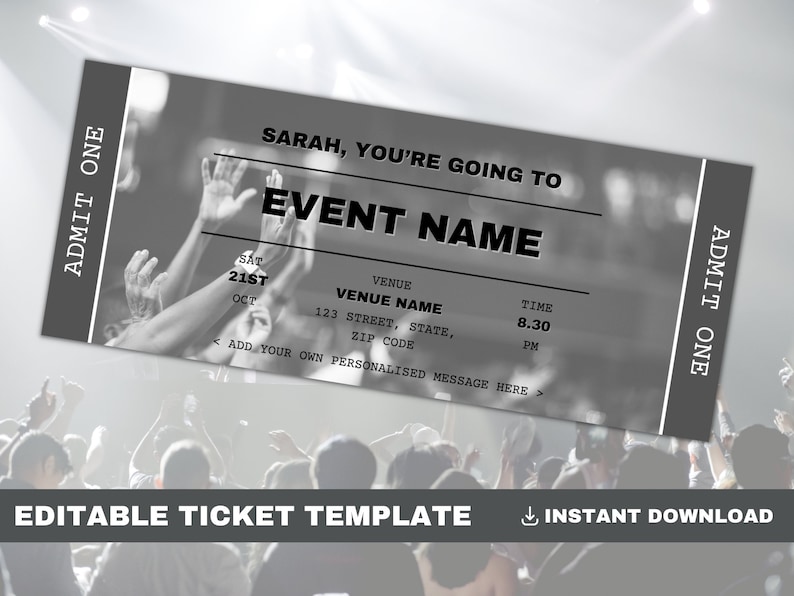 Event Ticket Template, Surprise Event Ticket Template, Editable DIY ...