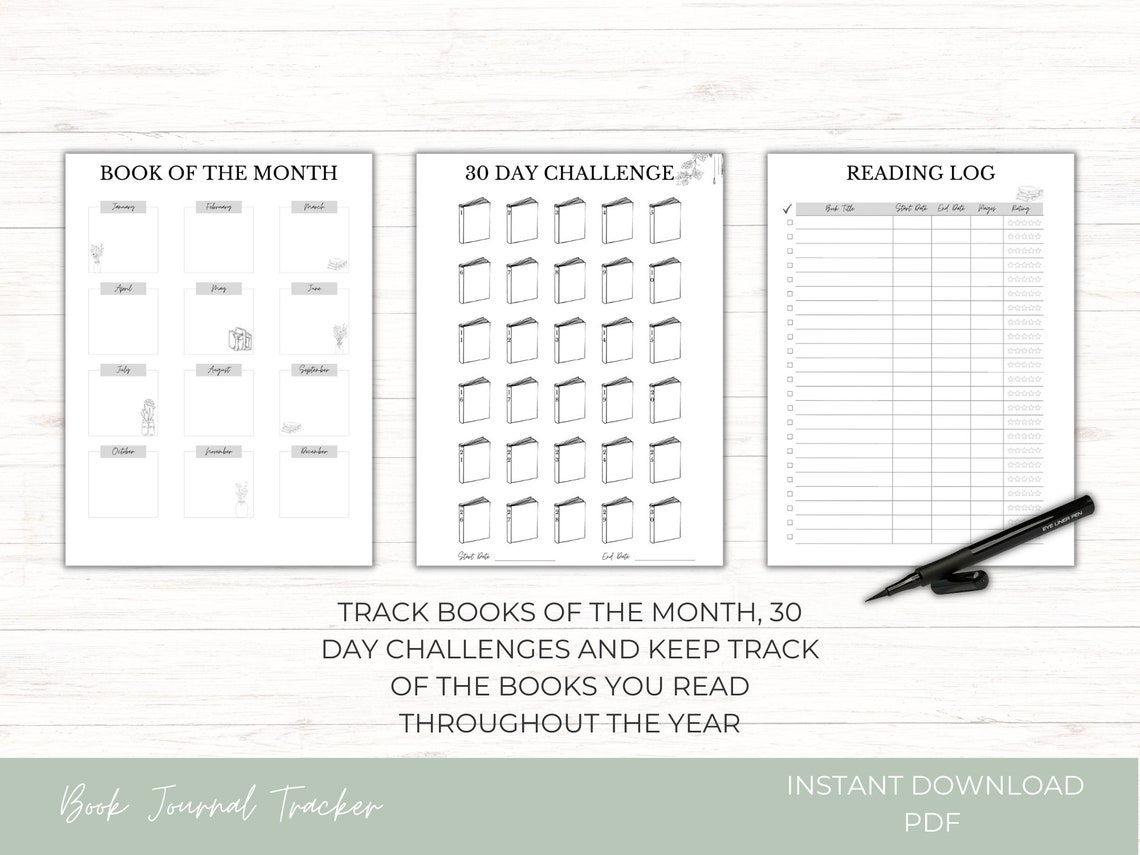 Book Journal Planner, Printable Reading Planner, Reading Tracker ...