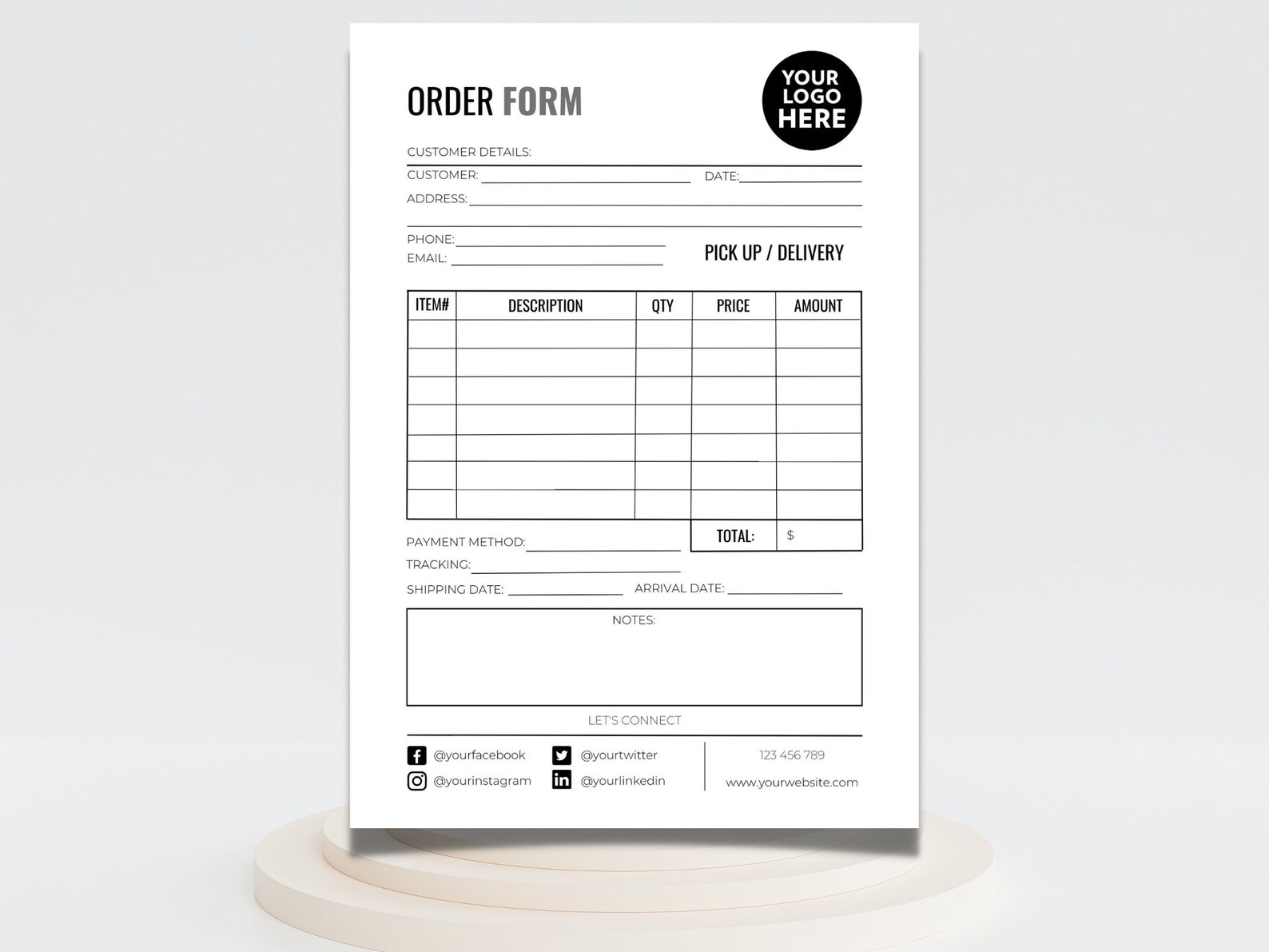 Order Form Template, Custom Order Form, Printable Order Form, Order ...