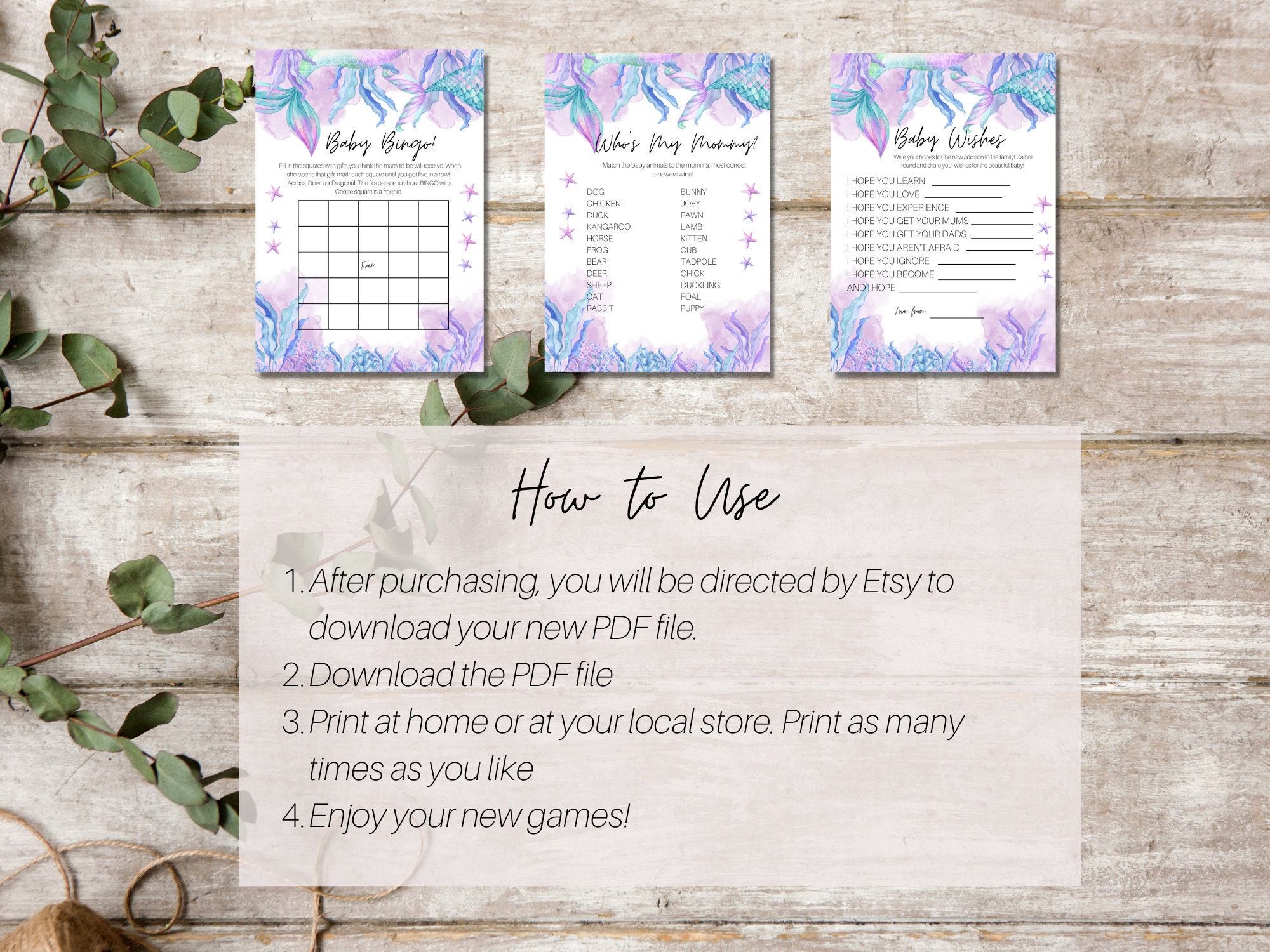 Mermaid Tail, Mermaid Theme Baby Shower Games, Mermaid Ocean Baby ...