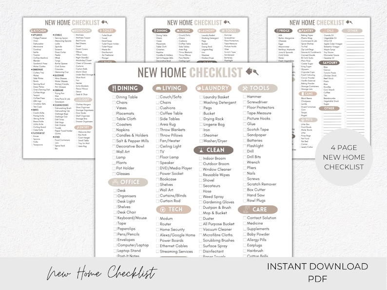 New Home Checklist, New Home Essentials List, First Home Checklist ...