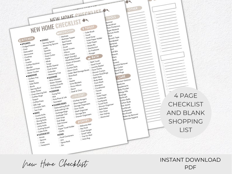 New Home Checklist, New Home Essentials List, First Home Checklist ...