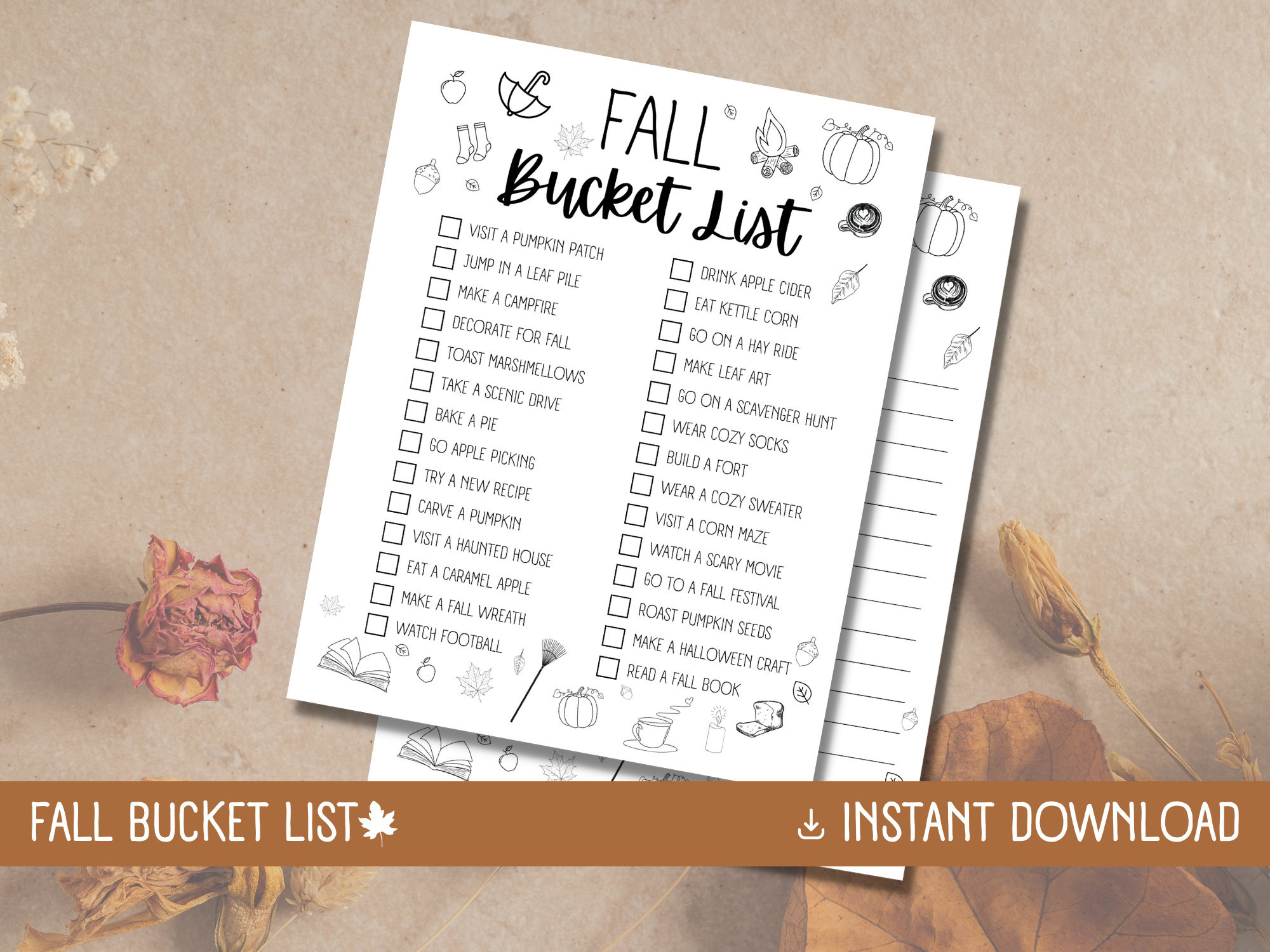 Fall Bucket List Printable, Autumn Bucket List, Autumn Activities ...