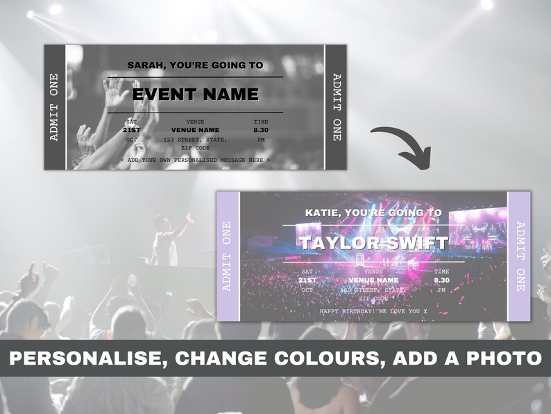 Event Ticket Template, Surprise Event Ticket Template, Editable DIY ...