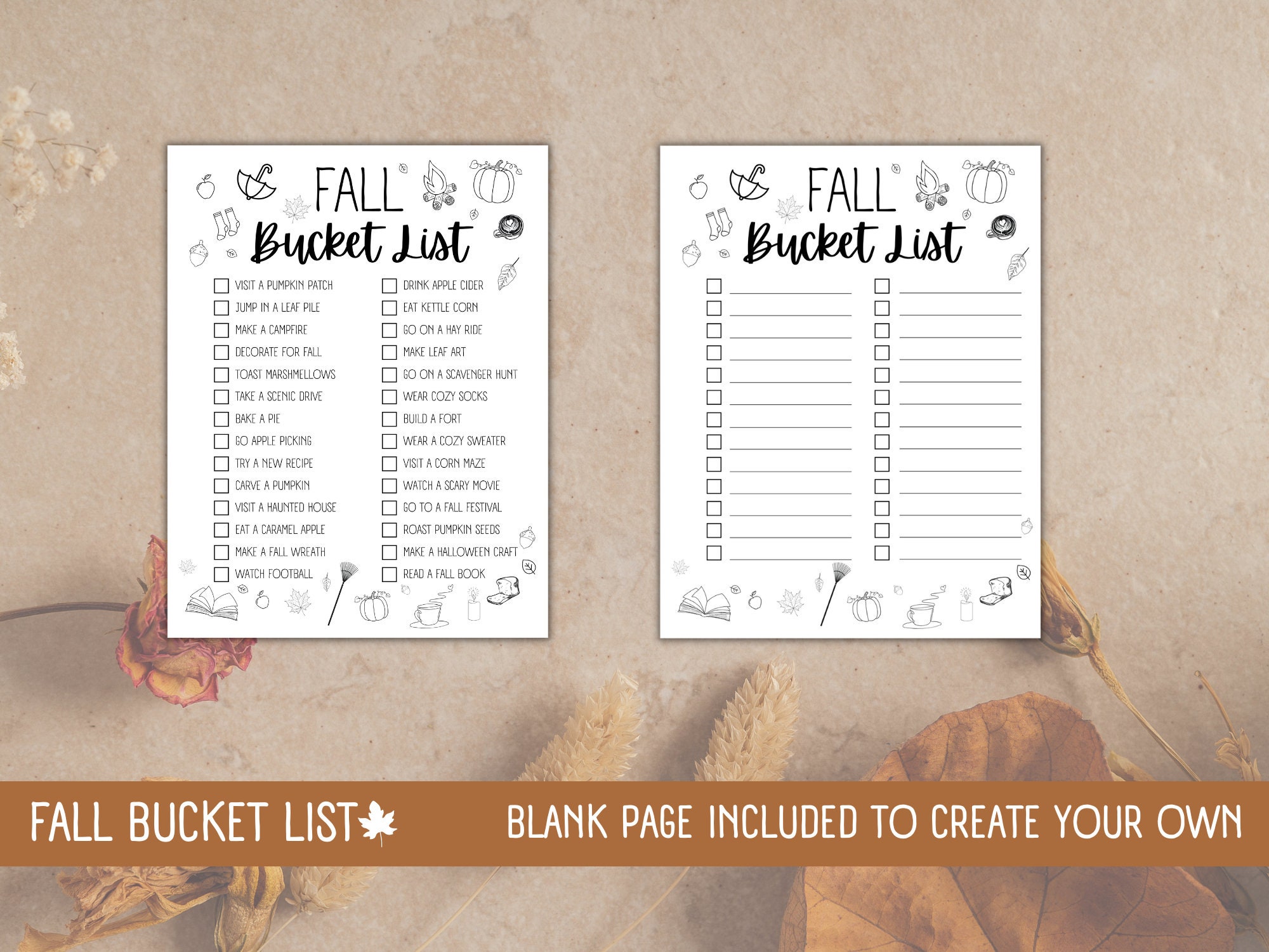 Fall Bucket List Printable, Autumn Bucket List, Autumn Activities Checklist, Fall to Do List ...