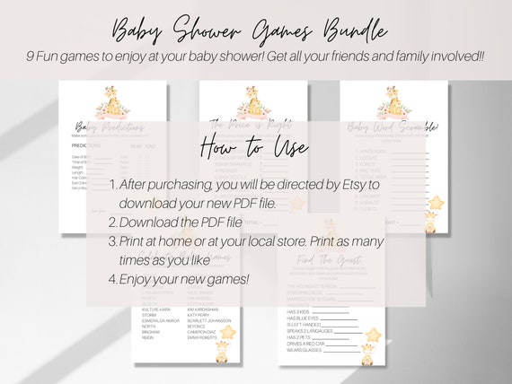 Giraffe Print Baby Shower Games