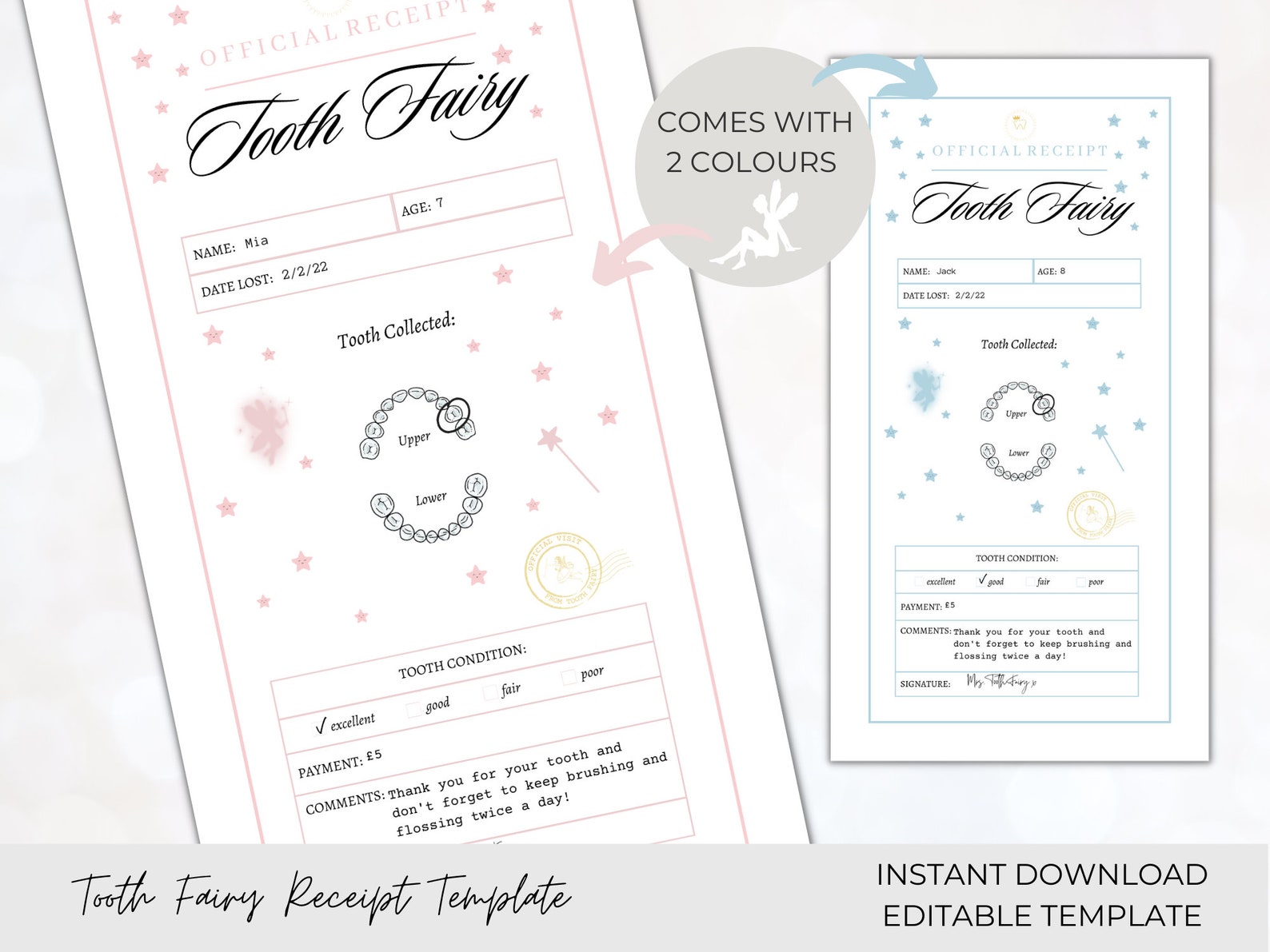Tooth Fairy Receipt Template, Receipt Template, Tooth Fairy Letter ...