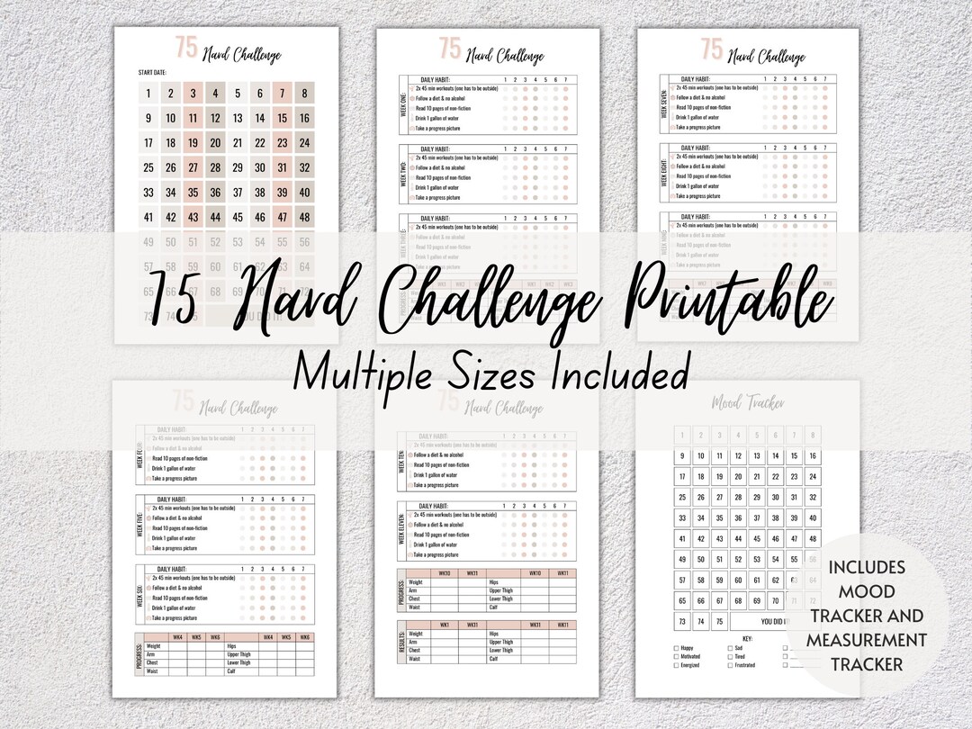 75 Hard Challenge, 75 Hard Challenge Printable, 75 Day Challenge ...