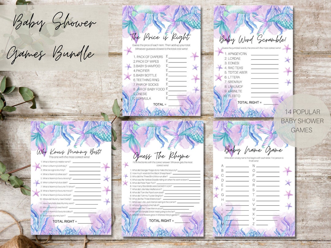 Mermaid Tail, Mermaid Theme Baby Shower Games, Mermaid Ocean Baby ...